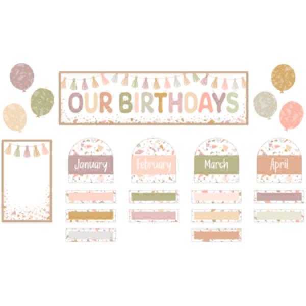 MINI BULLETIN BOARD SET: TERRAZZO TONES HAPPY BIRTHDAY – Launching Success